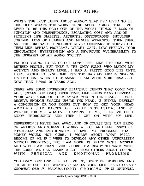 Disability Aging Jack Briggs 1933 2016