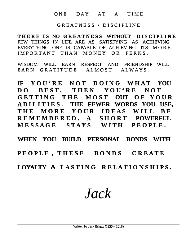 Greatness – Jack Briggs (1933-2016)